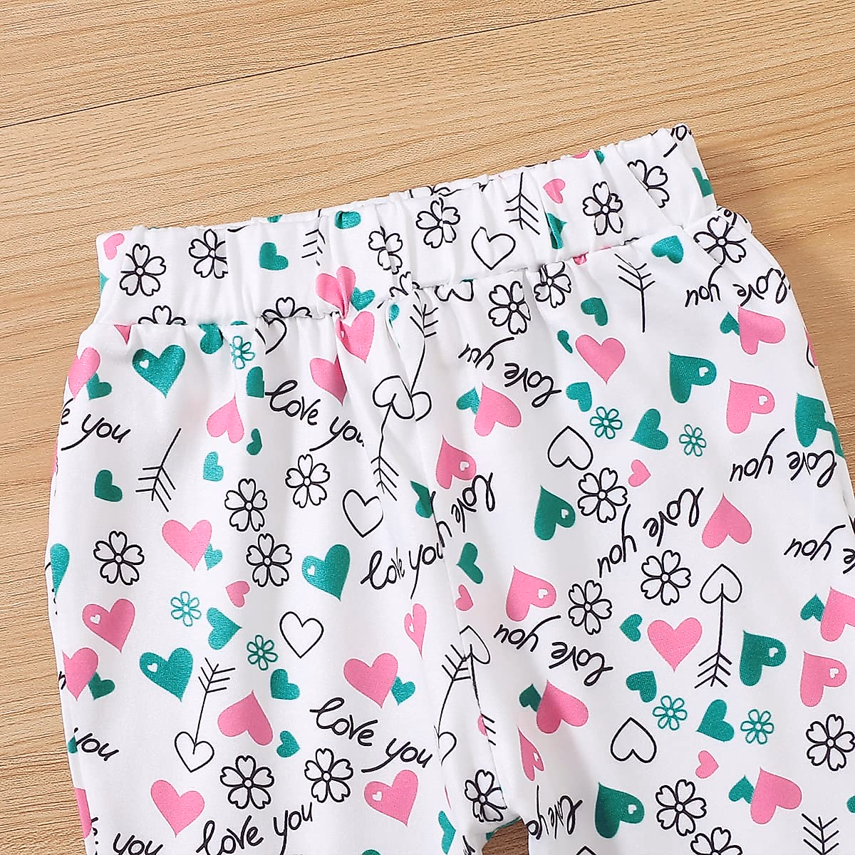 MoryGooder Baby Girl My 1st Valentines Day Outfit Baby Girl Valentines Day Outfit (Pink-Bell Bottoms,3-6 Months)