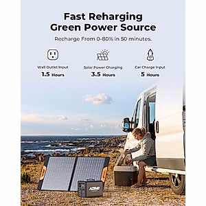 ACEMO Portable Power Station 666Wh LiFePO4 Battery Power Station with 2x700W(Surge 1000W) AC Outlets, 360W AC Inputs Fast Charging Solar Generator for Camping, Home Backup, Emergency