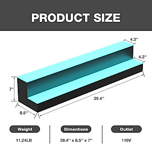 HIGOSPRO LED Liquor Bottle Display Shelf, 40 inch 2-Step Lighted Acrylic Lighted Bar Shelf for Home, Commercial Bar, Acrylic Lighted Bottle Display Stand with RF Remote