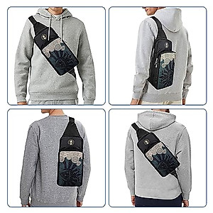 Xishwon Backpack Carrying Travel Bag for Nintendo Switch/Lite/OLED/Console/Dock/Joy-Cons&Accessories Storage, Portable Nylon Waterproof Crossbody Shoulder Chest Sling Side Gaming Bag for Men, Black