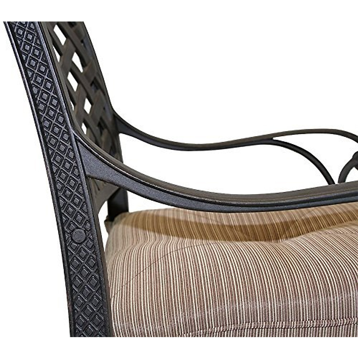 Nassau Outdoor Patio 4 Swivel Barstools 30" High Cast Aluminum Dark Bronze, Walnut Cushions