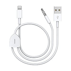 [Upgraded] Aux Cord for iPhone, Lightning to 3.5mm Aux Cord 2in1 Audio Charging Cable Compatible with iPhone 13 12 11 XS XR X iPad All iOS Version, Supports Car Stereo/Speakers/Headphone 3.94Ft