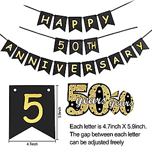 Happy 50th Anniversary Decorations Banner Balloon Hanging Swirls Kit, 50 Wedding Anniversary Sign Party Supplies, Fifty Year Anniversary Backdrop Decor for Indoor Outdoor