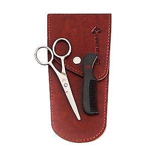 Beard Scissors Small and Comb with Case - Kit for Men Gift Set - for Trimming, Grooming, Cutting Mustache, Beards- by TorbinsFamily