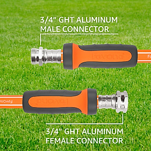 Fevone 6 ft Garden Hose, 2-Year Warranty Offered by Manufacturer, Hose Reel Leader Hose, Hybrid Polymer, Kink Resistance, 3/4" GHT Aluminum Fittings, 5/8" ID, 600 PSI, Drinking Water Safe (GH9)