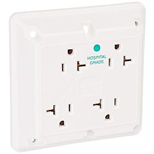 Leviton 21254-HW 20 Amp, 125 Volt, Industrial Series Extra Heavy Duty Hospital Grade, 4-In-1 Receptacle, Straight Blade, Grounding, White