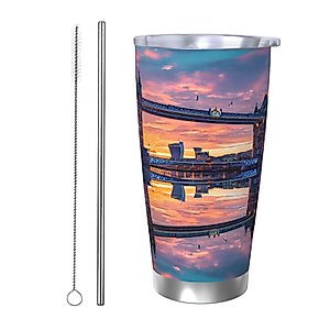 AYCZN Sunrise Bridge 20 OZ Tumbler Stainless Steel Travel Coffee Mug, London Insulated Water Bottle with Lid Leakproof Thermal Cup