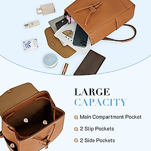 Missnine Small Backpack Purse for Women Fashion PU Leather Backpack Purse Ladies Travel Bag Casual Daypack Brown