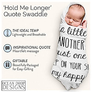 Ocean Drop 100% Cotton Muslin Swaddle Baby Blanket – Hold Me Black Quote with Gift Box for Baptism, Christening Gift, Godson, Goddaughter, Neutral, Baby Shower – Super Soft, Breathable Large 47x47”
