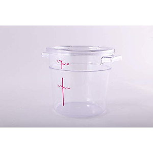 Hakka 1 Qt Commercial Grade Round Food Storage Containers With Lids,Polycarbonate,Clear - Case of 5