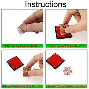 HOWAF 24pcs Wooden Christmas Stamps with Ink Pad for Kids Crafting Card Making Painting, Christmas Stamp for Children DIY Scrapbooks Wrapping Paper Gift Christmas Party Bag Fillers Favor Supplies Xmas