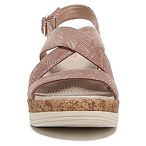 BZees Womens Radiant Cork Wedge Strappy Sandal Biscotti Brown Palm Leaf 6 M