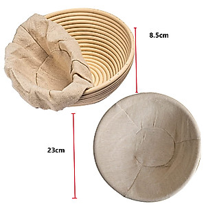 JKARY Wood Pulp Bamboo Bread Proofing Basket Set of 2 9 Inch Round Bread Fermentation Basket Bulk Baking Supplies Sourdough Bowl Baguette Tray for Bread Dough Sourdough Couche Pizza Dough with Cover