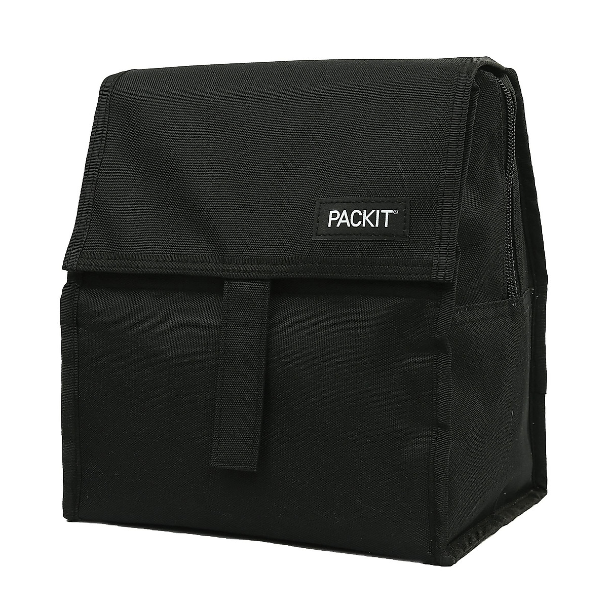 PackIt Freezable Lunch Bag with Zip Closure, Black Freezable Snack Bag, Black