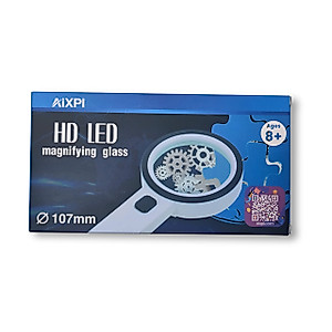 AIXPI Magnifying Glass with Light, 30X Handheld Large Magnifying Glass 12 LED Illuminated Lighted Magnifier for Macular Degeneration Seniors Reading Inspection Coins Jewelry