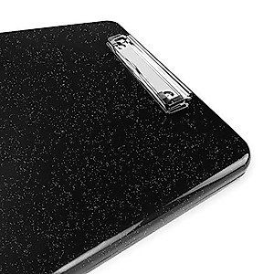 Slim Plastic Nursing RN Style Coaches Clipboard with Open Foldable Storage, Classroom Teacher College Size (9.5" x 13.5") (Black White Splatter)