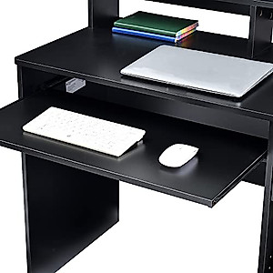 ROCKPOINT Axess Black Computer Keyboard Tray and Drawer Small Home Office Bedroom, Homework and School Studying Writing Desk for Student with Storage