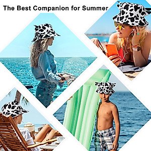 GGSTDDUP Cow Print Bucket Hat Cute Bucket Hat Beach Fisherman Hat Summer Travel Sun Hat Beach Hat Reversible for Both Men and Women Black
