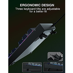 GOYIGO Mechanical Keyboard Clicky Blue Switches,75% TKL RGB Backlit Gaming Keyboard,Full Keys Anti-ghosting Programmable,USB-C Wired Computer Keyboards for PC/Mac,Black