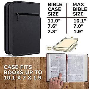 Bible Covers for Women and Men Large & Medium Size - Bible Case Bag Fits Book 7 x 10.1 x 1.9 Inches for Boys Girls - Black Bible Carrying Holder with Pockets - Christian Confirmation Gift Accessories