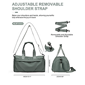 Gym Bag for Women Men with Shoe Compartment, Sport Duffel Bag, Waterproof Travel Weekender Overnight Carry on Bag for Yoga with Trolley Sleeve, Green