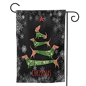 Christmas Garden Flag For Outdoor Christmas Decorations Dachshund Christmas Flag, Dachshund Christmas Garden Flag 12x18 Double Sided, Christmas Flag, Christmas Yard Flag, Merry Christmas Garden Flag For Party