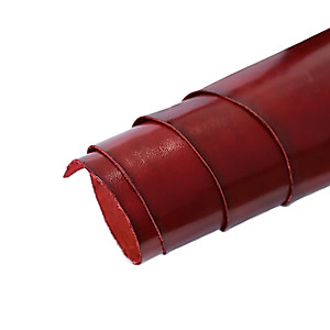 Full Grain Vegetable Tanned Tooling Leather Square 1.2-1.6mm (3-4oz) Thick Pre-Cut Cowhide Leather Sheet for Leather Crafting (6 x 12 in, Red)