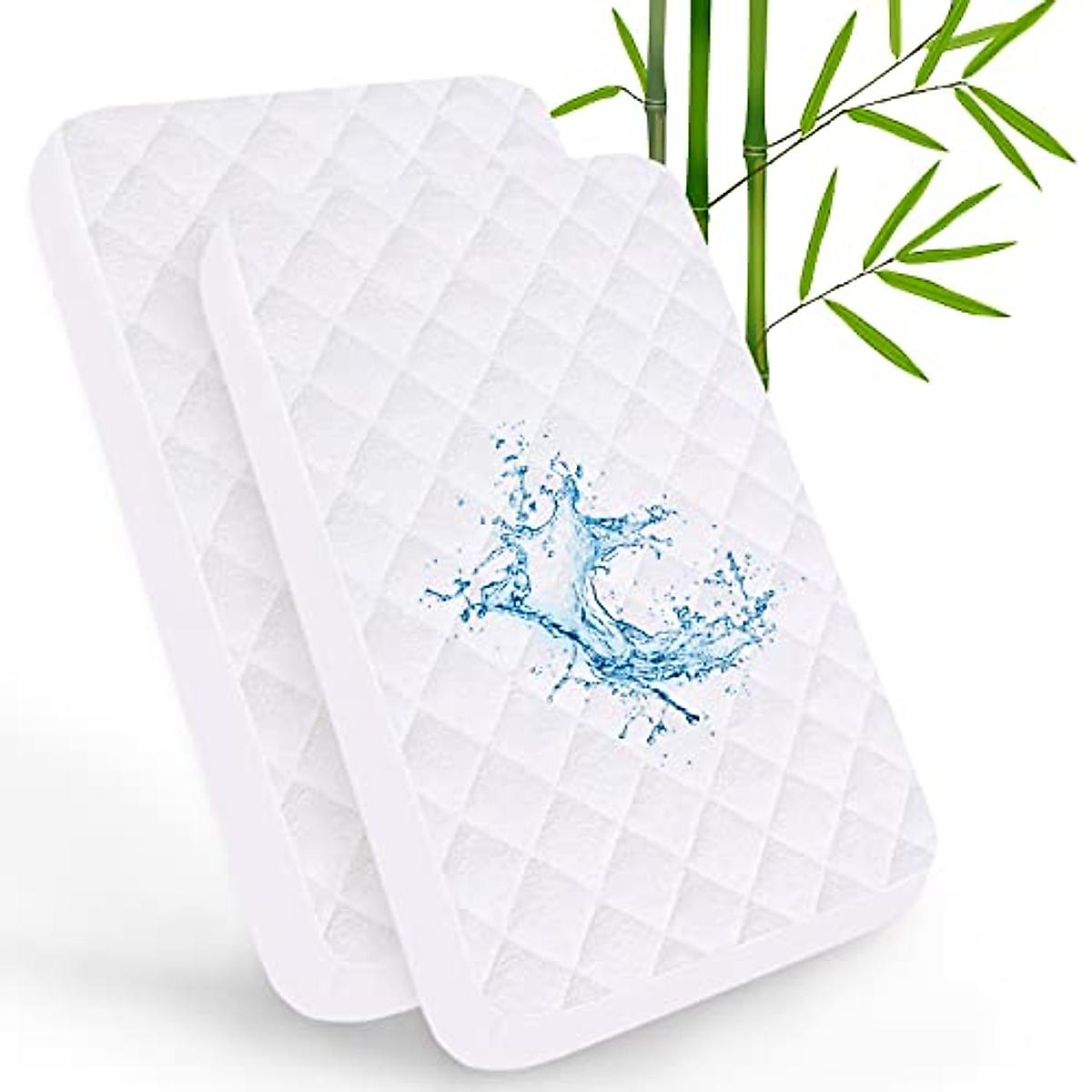 Waterproof Bassinet Mattress Pad Cover, Fits 20.5" x 35" Dream On Me Traveler/Seashell, AMKE 3 in 1, Besrey, TCBunny, Baby Joy, Bellababy Bedside Sleeper, 2 Pack, Ultra Soft Bamboo Terry Surface
