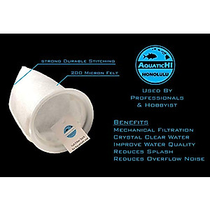 AquaticHI 8 Pack Felt Filter Socks, 200 Micron, 4 Inch Ring by 14 Inch Long, for Freshwater/Saltwater Aquariums, Ponds, Use in Sumps/Overflows