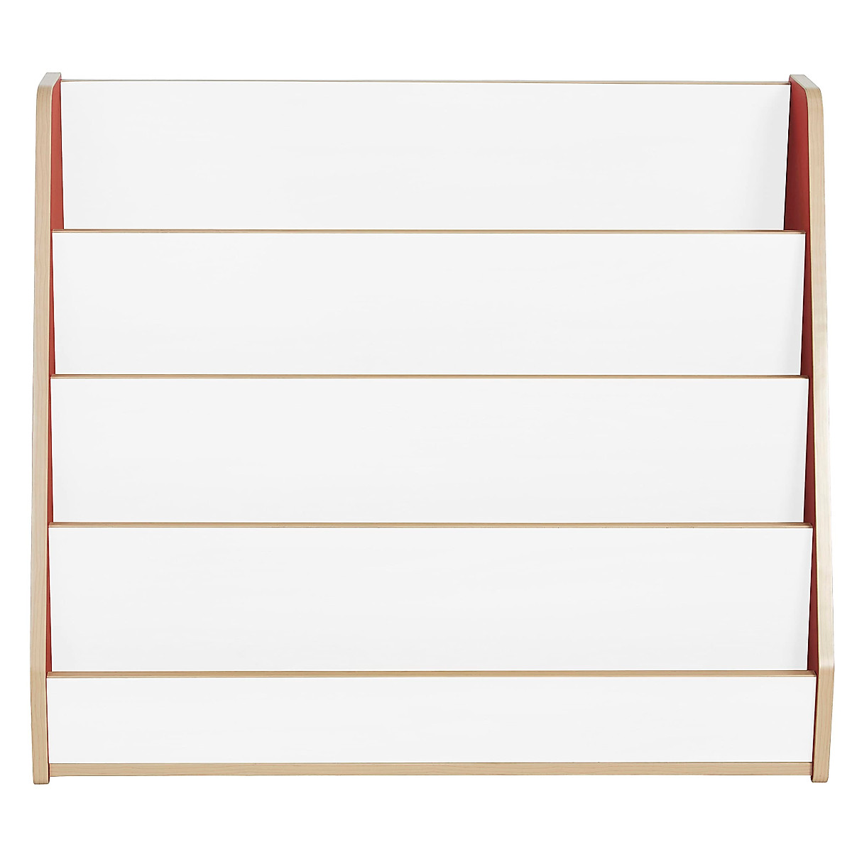 Factory Direct Partners 11941-WHRD Colorful Essentials Big Book Display, Laminate Storage Shelf for Kid"s Books for Bedroom, Playroom, Daycare or Classroom - White/Red