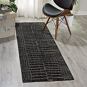 Nourison Maxell Nourison Charcoal 2'2" x 7'6" Area -Rug, Easy -Cleaning, Non Shedding, Bed Room, Living Room, Dining Room, Kitchen (2x8)