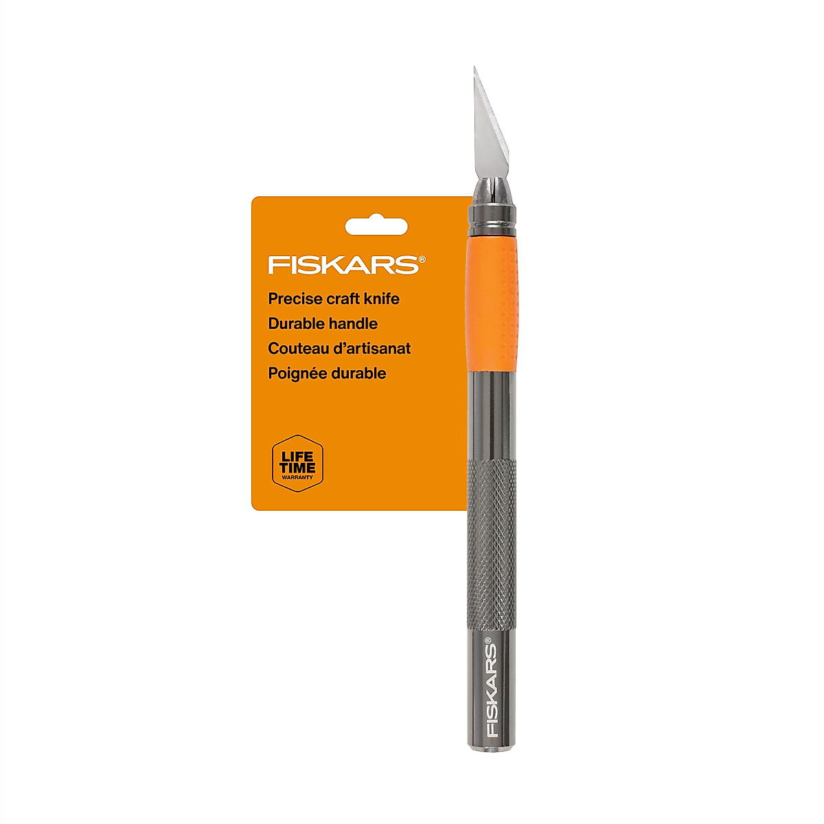 Fiskars Heavy Duty Die Cast, Exacto, 8 Inch, Precision Knife for Crafts, Multi Use Blade with Protective Cover, Steel