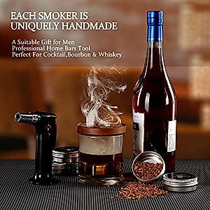 Tipsyoo Cocktail Smoker Kit with Torch Drink Smoker Old Fashioned Smoker Kit for Whiskey Bourbon Wine 4 Flavors Wood Chips Cherry Pecan Apple Oak Glass Infuser Kit Household Party Gifts for Men (No Butane)
