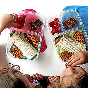 EasyLunchboxes® - Bento Lunch Boxes - Reusable 3-Compartment Food Containers for School, Work, and Travel, Set of 10 (Classic)