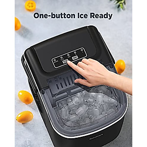 Silonn Countertop Ice Maker, 9 Cubes Ready in 6 Mins, 26lbs in 24Hrs, Self-Cleaning Ice Machine with Ice Scoop and Basket, 2 Sizes of Bullet Ice for Home Kitchen Office Bar Party, Black (SLIM09)