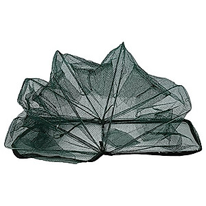 Automatic Fishing Trap Net Nylon Foldable Fishing Bait Trap Fishing Gear for Crab Minnow Shrimp(6 Hole)