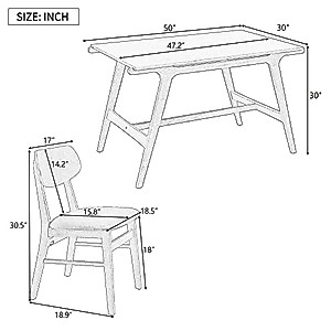 LCH 5 Pieces, Kitchen Faux Leather Chairs, Mid-Century Style Dining Table Set for 4 Persons, Easy to Clean and Assemble (Brown)