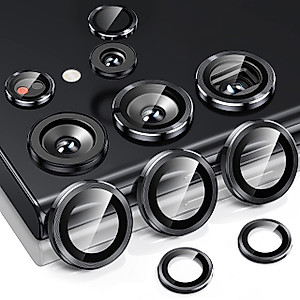 Hoerrye for Samsung Galaxy S23 Ultra Camera Lens Protector, Case-Friendly, 9H Tempered Glass Anti-Scratch, Space Titanium Military-Grade Protection Circle, Removal Tool (Black)