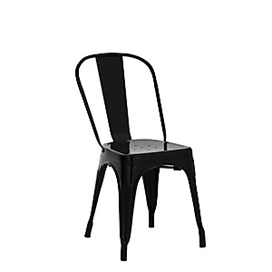 LSSBOUGHT Patio Dining Chairs set of 4 Metal Chairs Indoor Outdoor Chairs Stackable Chairs for Kitchen, Dining Room, Bistro and Cafe (black)