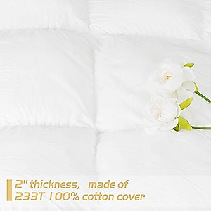 ZENY Mattress Topper Queen Size Overfilled Down Alternative Fiber Deep Fits 6'' - 21'', Cotton Top Pillow Top Plush Durable Premium Hotel Quality