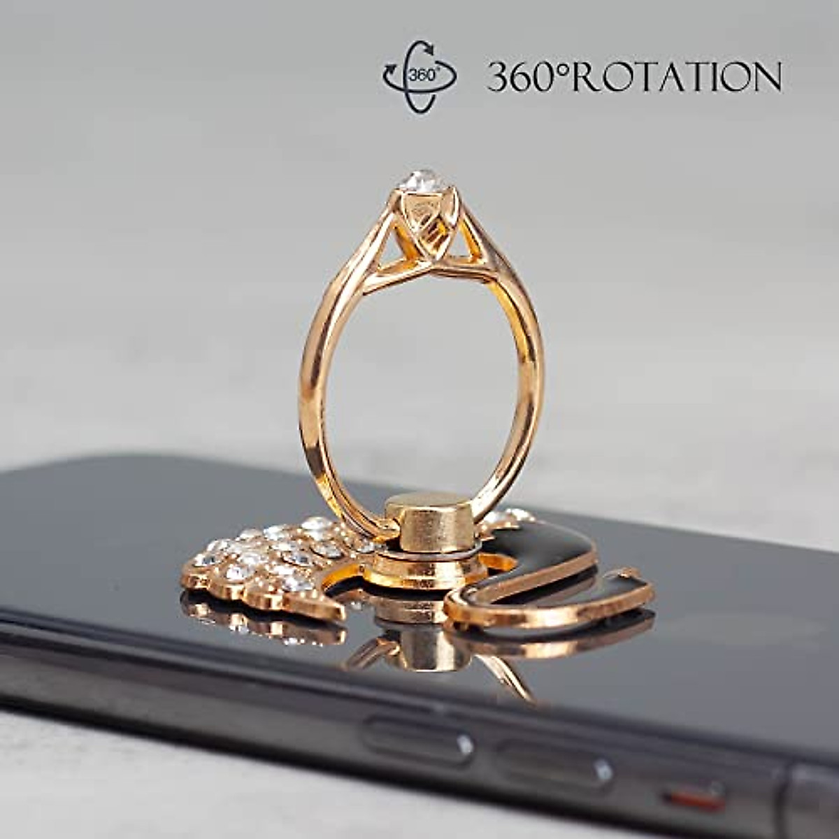 [2 Packs] Swan Glitter Bling Bling Phone Ring Holder, Sparkle Phone Ring Grip Artificial Diamond Stand,Rhinestone Cell Finger Ring for Phones,Pad