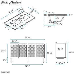 Swiss Madison - well made forever SM-BV666 Classe Bathroom Vanity, 60 Inch, Oak