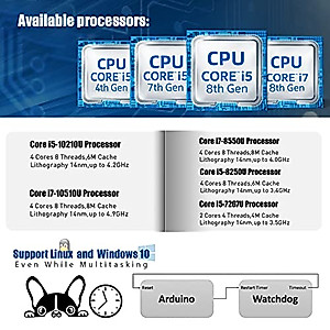 WEIDIAN Mini Computer 8GB RAM DDR4 Fanless Industrial Mini PC DDR4 Core i7 10510U 256GB SSD Mini Desktop Computer Windows 10 Pro HD VGA RS232 GPIO Fanless PC Industrial PC Dual Band WiFi BT4.0
