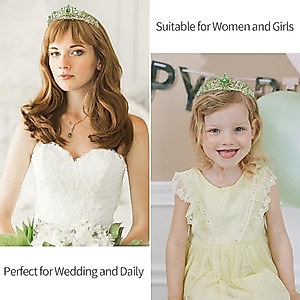 CURASA Princess Crown Tiara Queen Crowns for Women Tiaras for Little Girls Rapunzel Tiara Comb Crystal Crown Adult Cute Hair Accessroies for Birthday Wedding Bridal Halloween Prom Party, metal