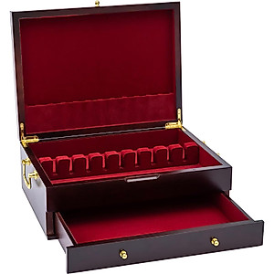 GENRICE Wooden Silverware Chest without Silverware Double-layer, Silverware Box Storage for Silver, Silverware Case with Handle and Felt Lined, Flatware Chest for 12 or 16 or more sets of Utensils