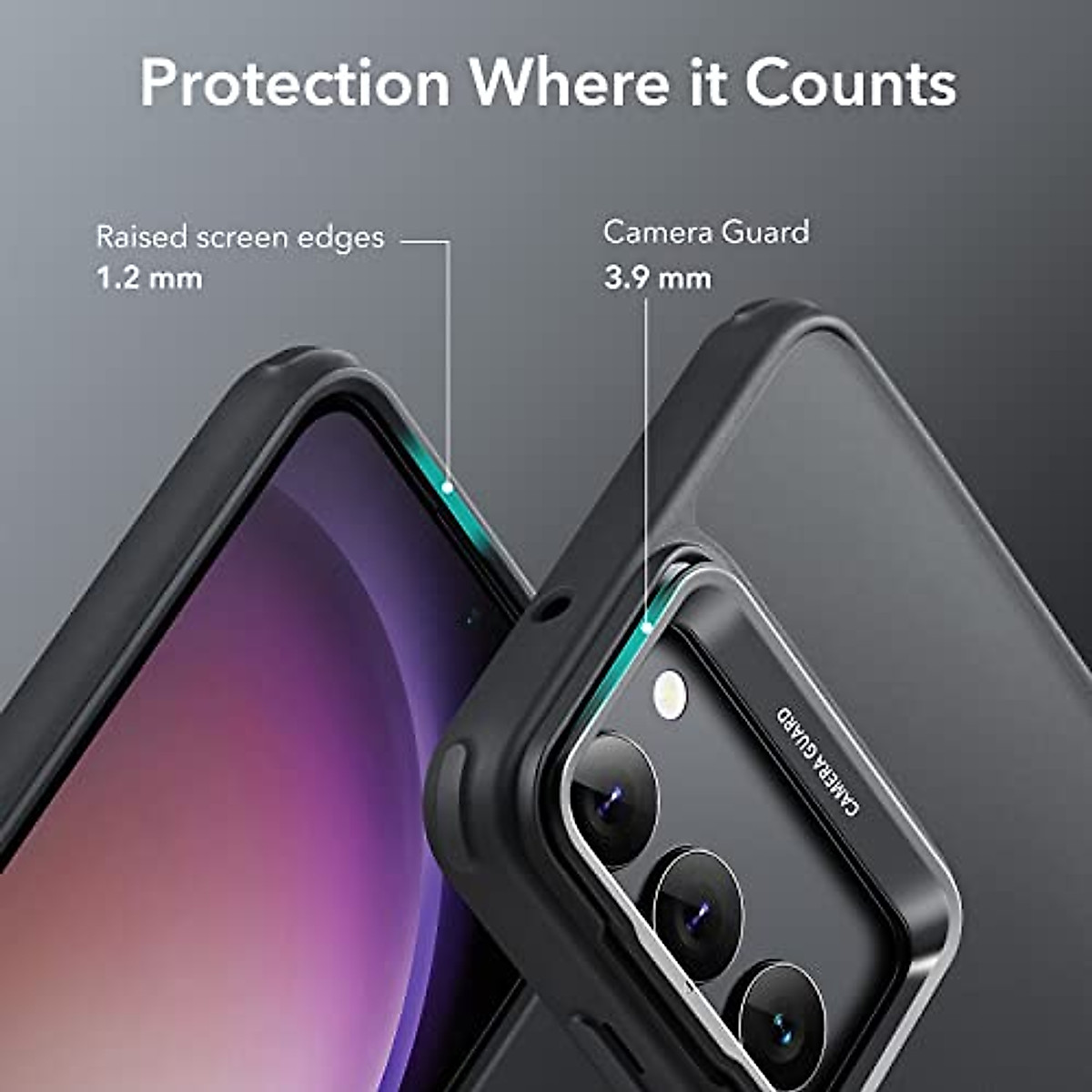 ESR for Samsung Galaxy S23 Plus Classic Kickstand Case, Adjustable Built-in Camera Ring Stand, Military-Grade Drop Protection, Case for Samsung S23 Plus, Shockproof Scratch-Resistant, Frosted Black