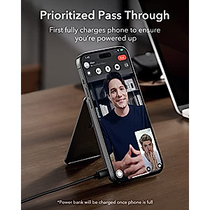 ESR 5,000mAh Wireless Power Bank Wallet with USB-C Cable (HaloLock), Compatible with MagSafe Battery Pack, Wireless Portable Charger, Magnetic Wallet for iPhone 15/14/13/12 (Except 13/12 Mini), Black