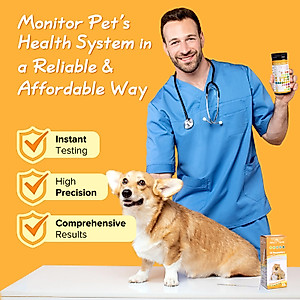 Easy@Home Pet Diabetes UTI Urine Test Strips 50 Counts, 10-in-1 Dog & Cat Urinalysis Kit Testing Glucose/Blood/Ketone/Bilirubin/pH/Protein/Urobilinogen/Nitrite/Leukocytes/SG