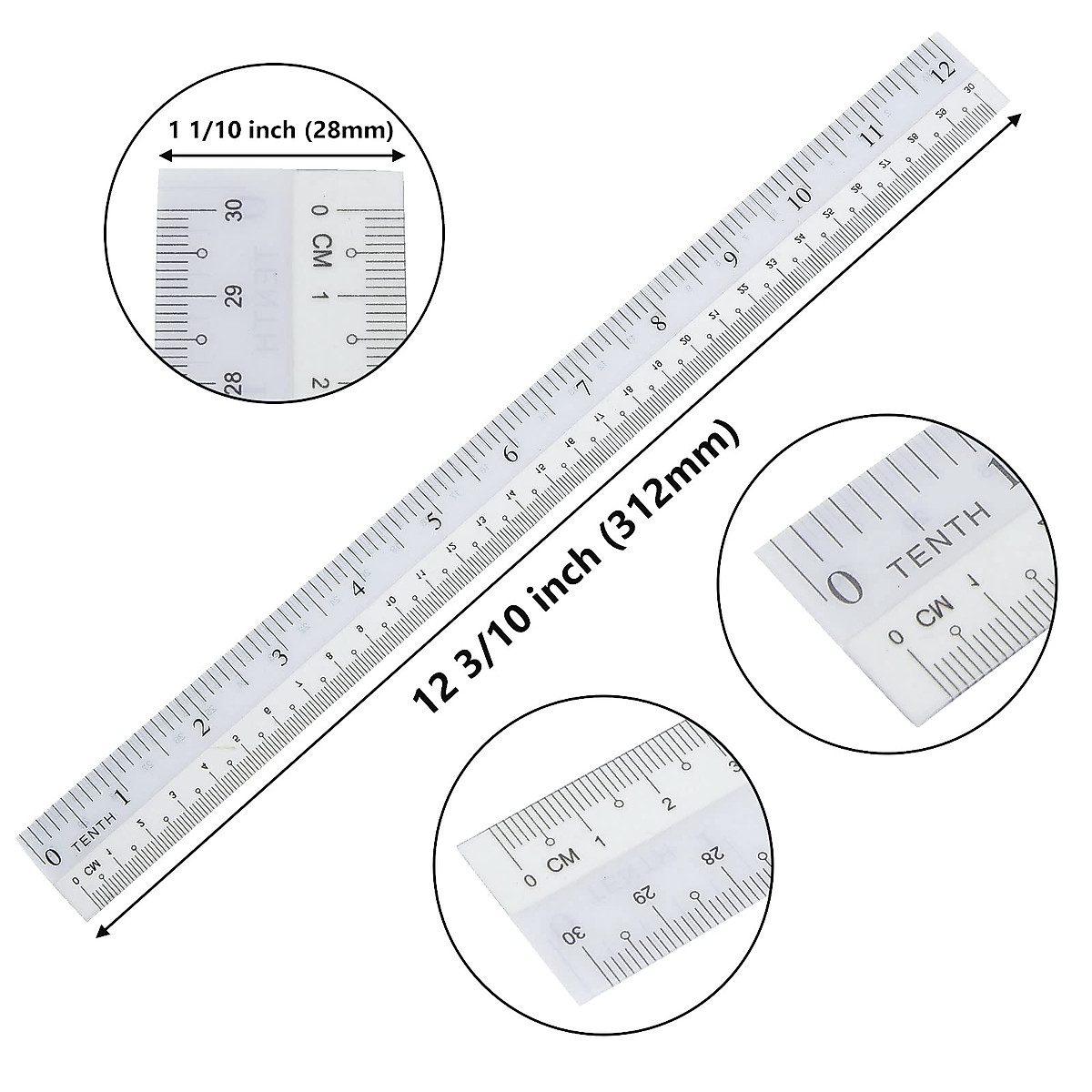 Aconnet 36 Pack Clear Flexible Ruler 12 Inch Plastic Ruler Shatter Resistant Straight Ruler Bendable Flexible Clear Ruler with Inches and Centimeters for Student Teacher School Office and Home Use