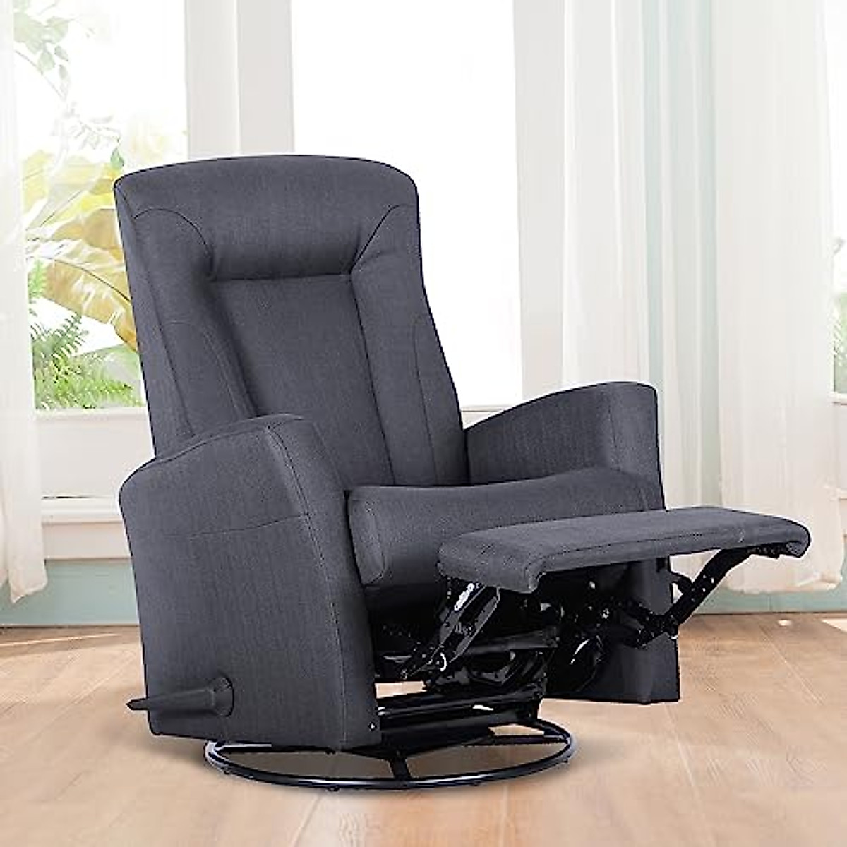 Swivel Recliner Chair Manual Glider Fabric Chair,Swivel 360,Handle Manual Glider Recliner for Living Room